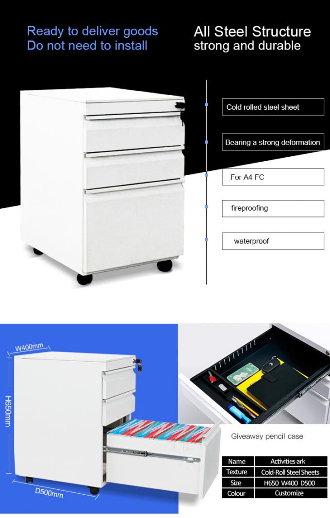 Pedestal Mobile Metal File Cabinet