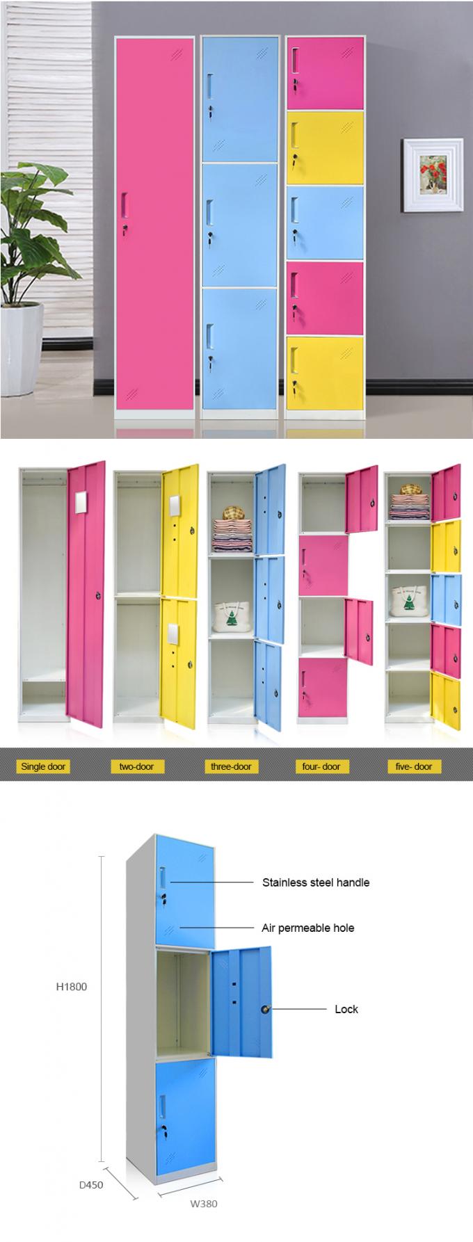 Narrow Edge Easy Assemble Waterproof Multi Doors Metal Storage Locker