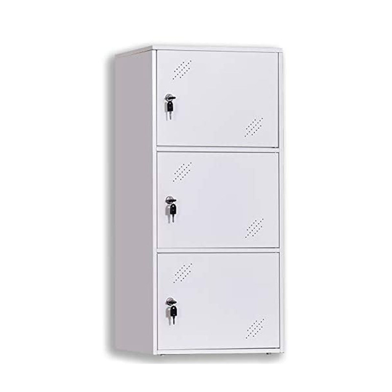 White 3 Door Assembled And Combinable Office Half Height Locker Metal ...